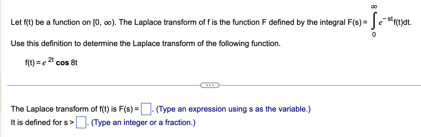 Solved Let f(t) ﻿be a function on [0,∞). ﻿The Laplace | Chegg.com