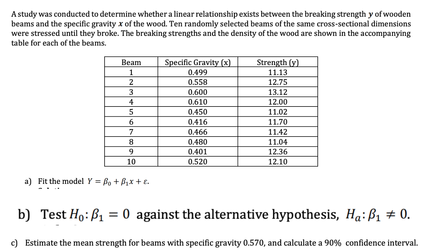 Solved A study was conducted to determine whether a linear | Chegg.com