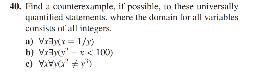 Solved Find a counterexample, if possible, to these | Chegg.com