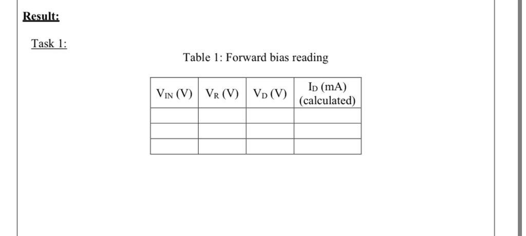 Solved Task 1: 1. Construct forward biased and reverse | Chegg.com