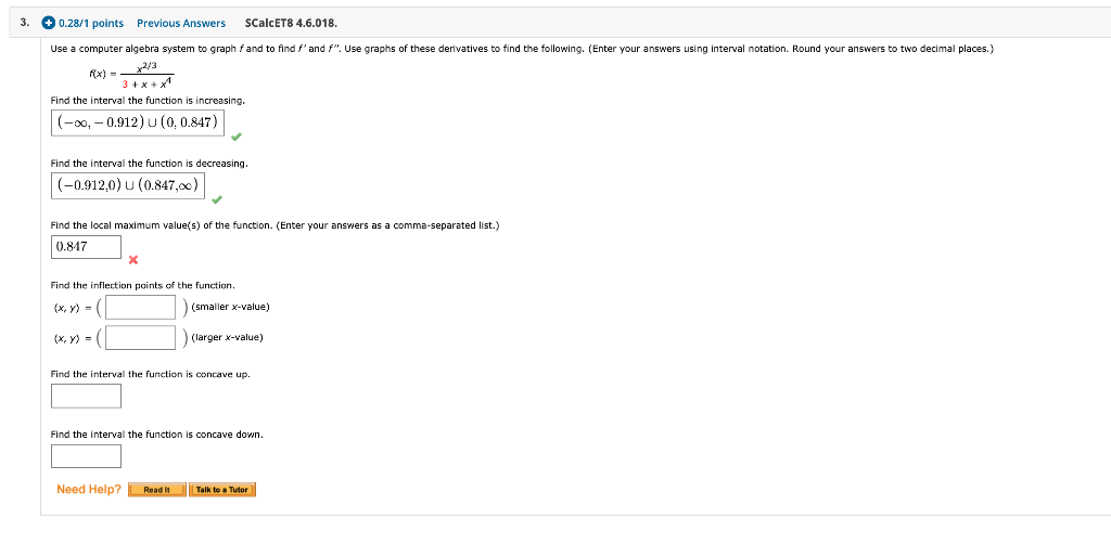 Solved 3. + 0.28/1 points Previous Answers SCalcET8 4.6.018. | Chegg.com