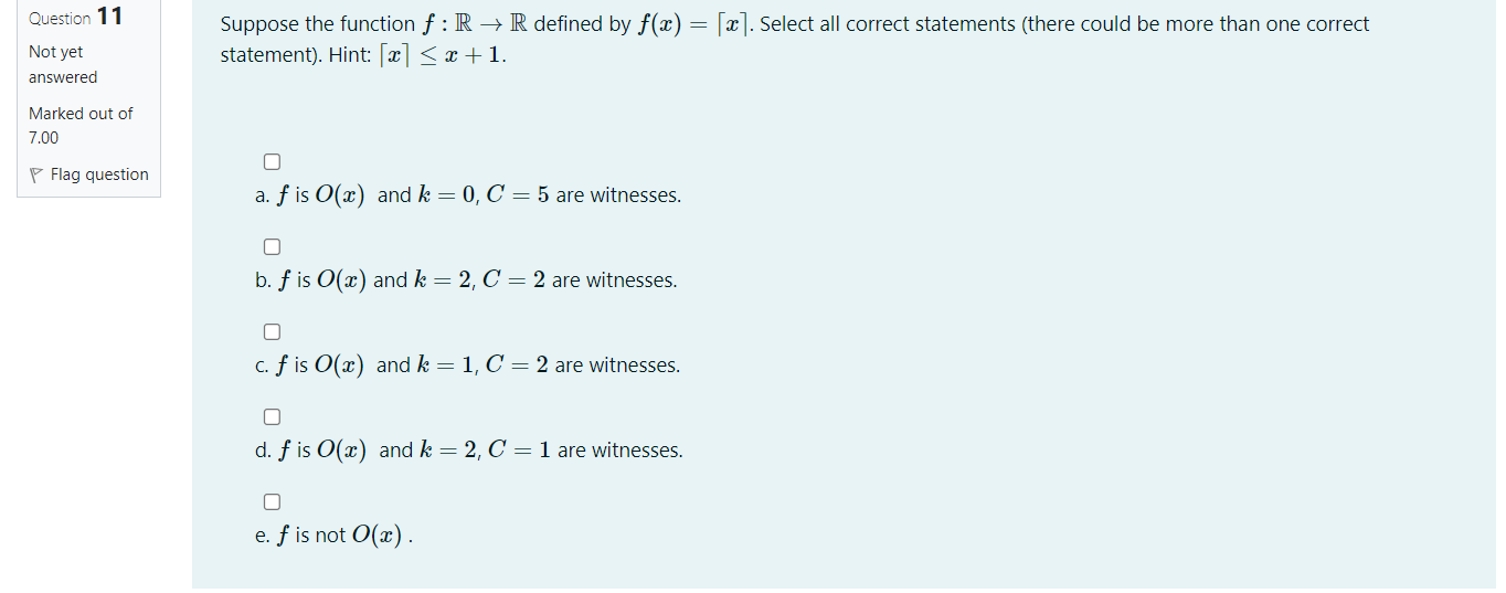 Solved Question 11 = Suppose the function f:R + R defined by | Chegg.com