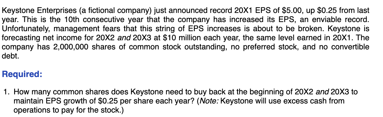 Solved Keystone Enterprises (a fictional company) just | Chegg.com