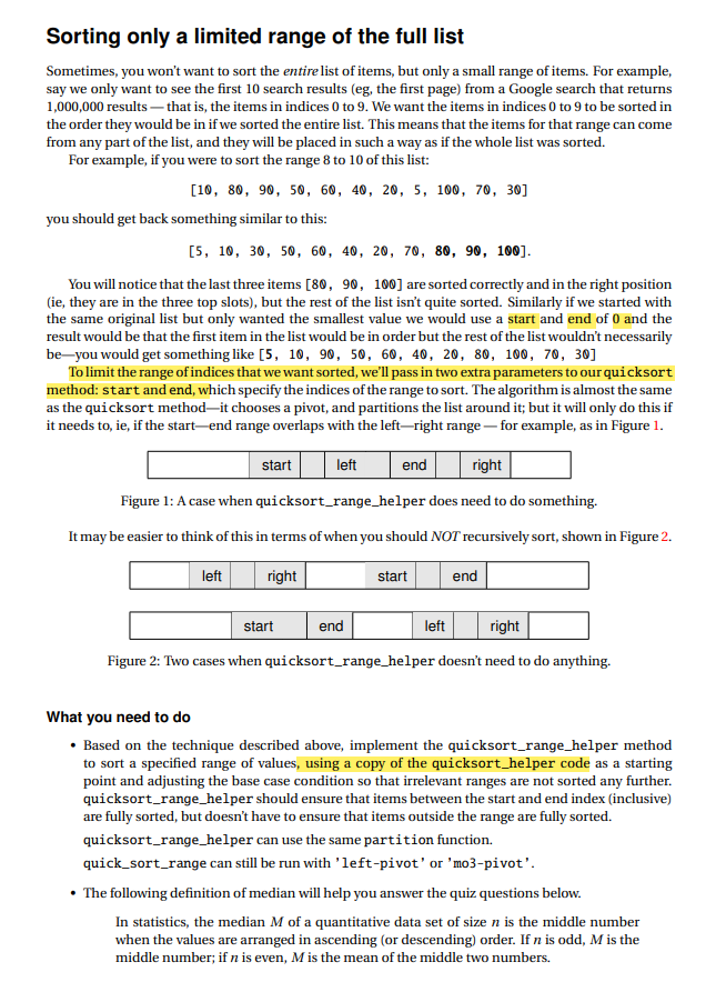 Solved This is Python question regarding quicksort. | Chegg.com