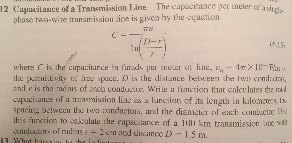 Solved 12 Capacitance of a Transmission Line The capacitance | Chegg.com