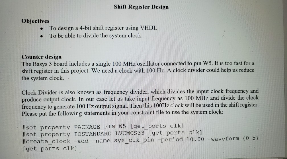 Shift Register Design Objectives • To design a 4-bit | Chegg.com