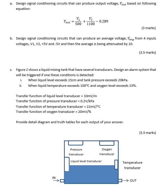 Solved a. Design signal conditioning circuits that can | Chegg.com