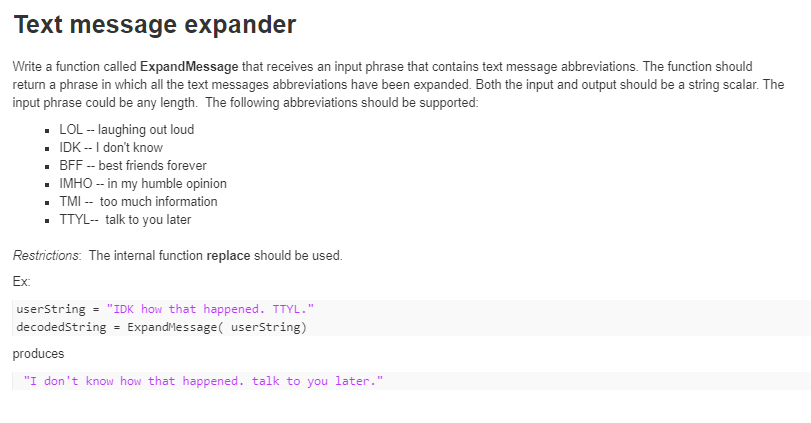 Solved Text message expander Write a function called Expand | Chegg.com Solved Text message expander Write a function called Expand | Chegg.com
