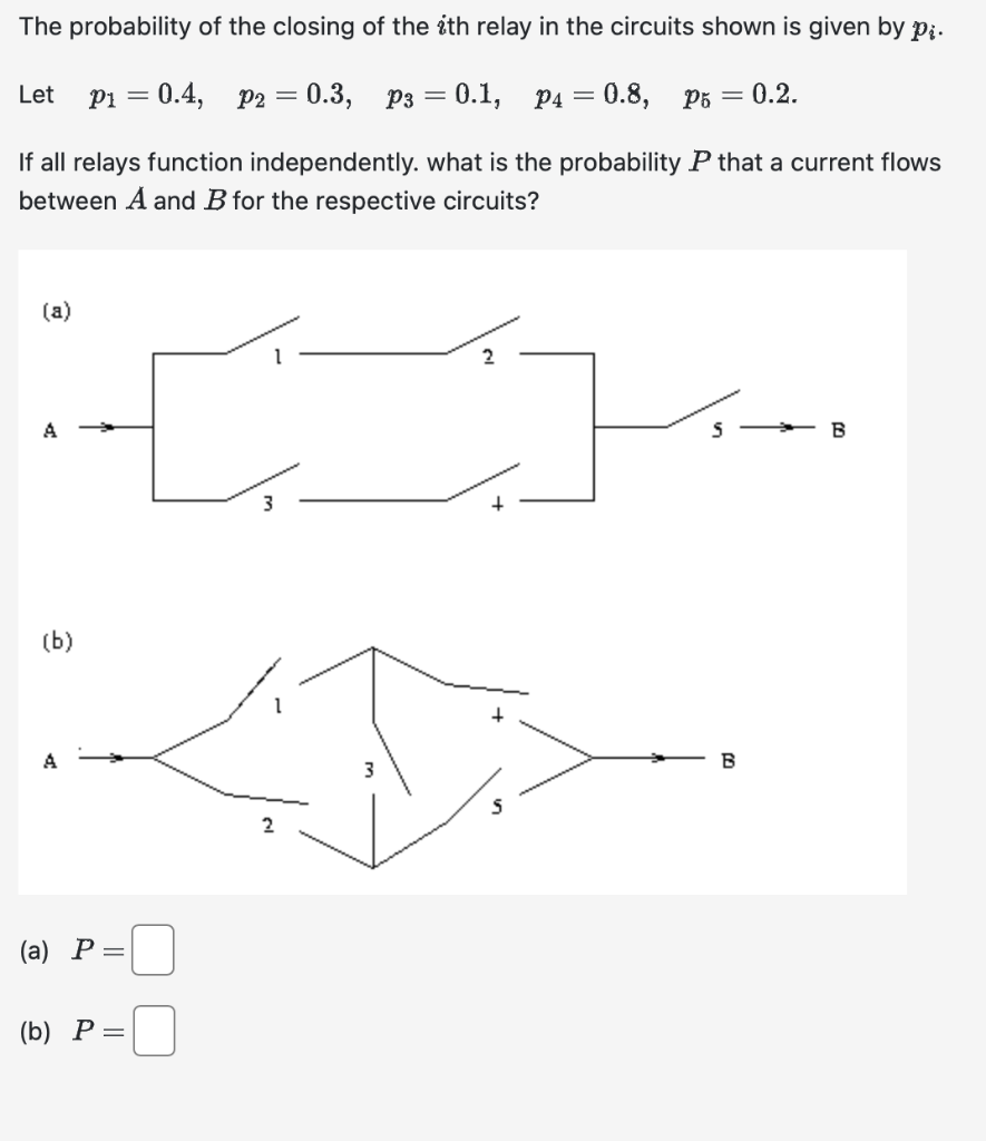 Solved The probability of the closing of the i th relay in | Chegg.com