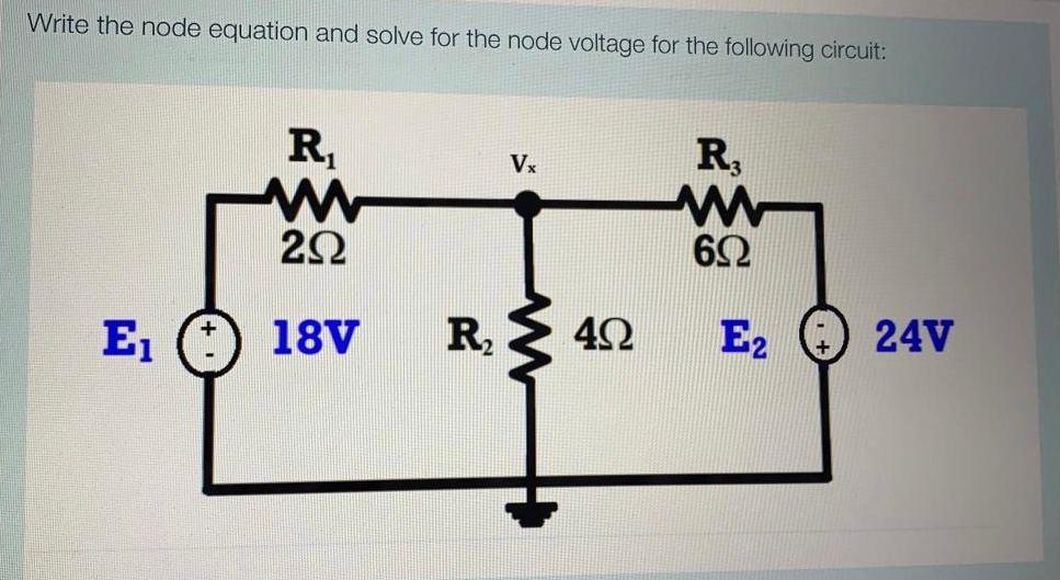 Solved Write the node equation and solve for the node | Chegg.com