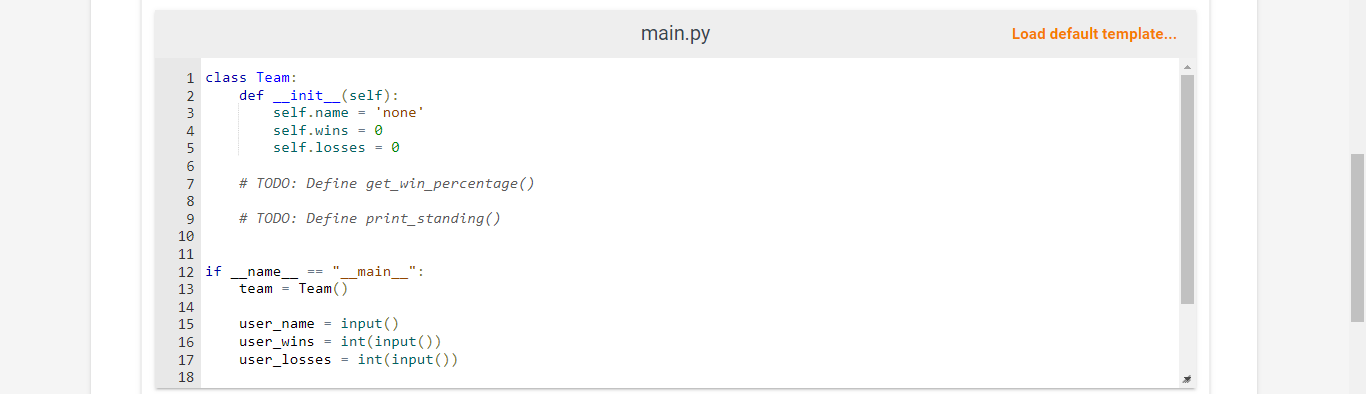 Solved 9.15 LAB: Winning team (classes) Complete the Team | Chegg.com