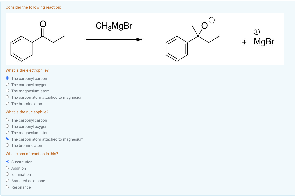 Solved Consider the following reaction: CH3MgBr MgBr⊕ What | Chegg.com