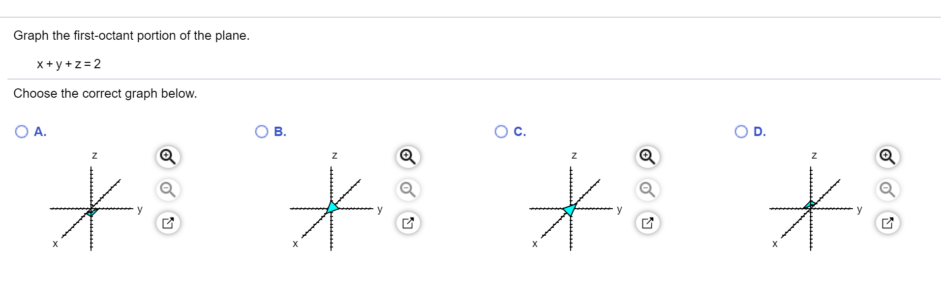 Solved Graph the first-octant portion of the plane. x + y + | Chegg.com
