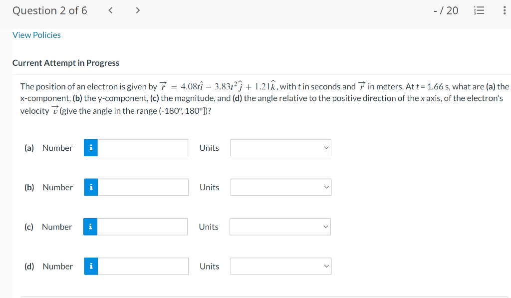 Solved Current Attempt in Progress The position of an | Chegg.com