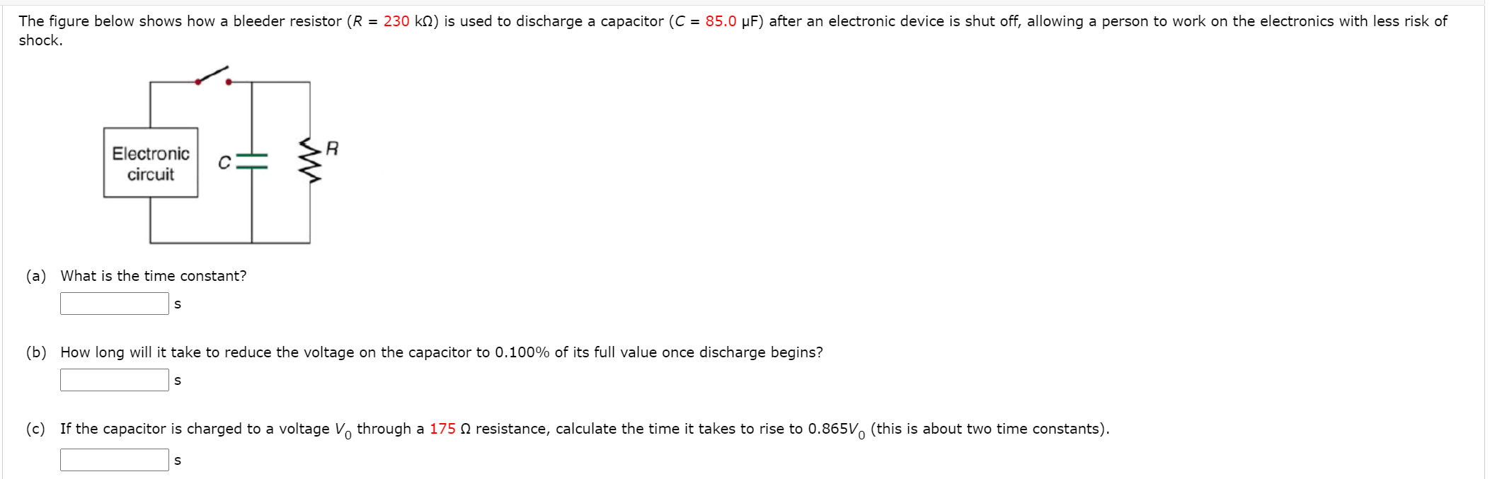 Solved The figure below shows how a bleeder resistor (R = | Chegg.com