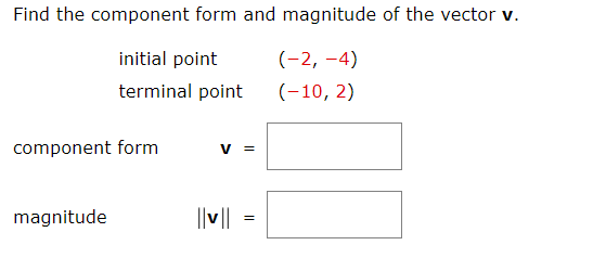 Solved Find the component form and magnitude of the vector | Chegg.com