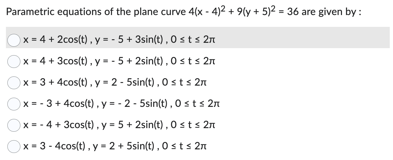 Solved Parametric equations of the plane curve | Chegg.com