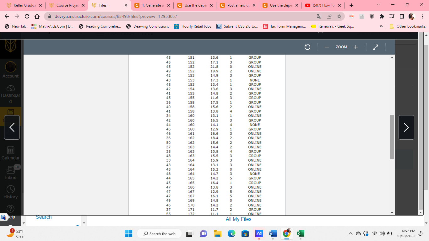 Final Project: Regression and Correlation Analysis | Chegg.com