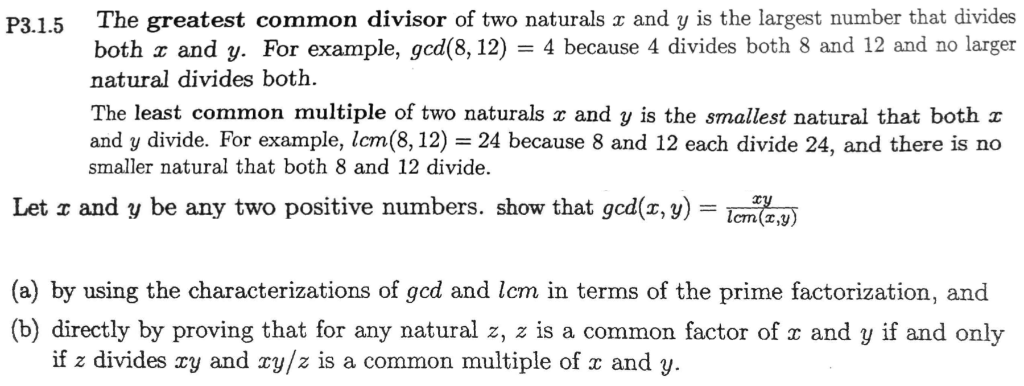 Solved The greatest common divisor of two naturals x and y | Chegg.com