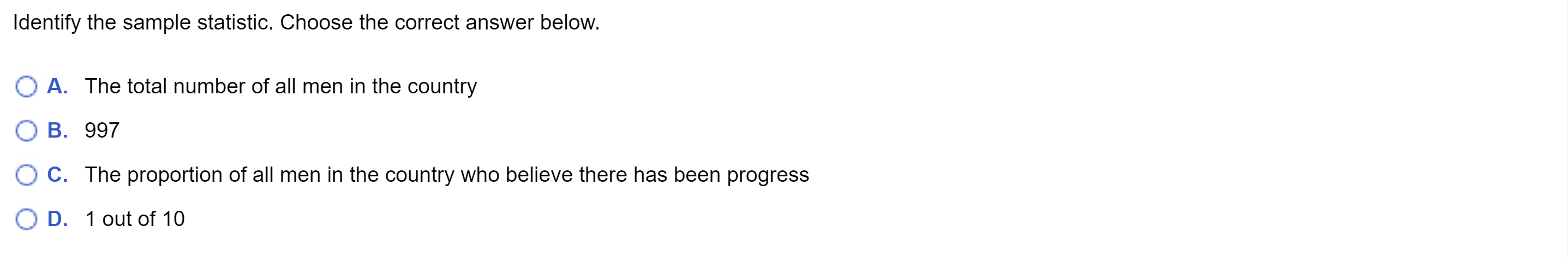 Solved A recent telephone poll of 997 randomly selected men | Chegg.com