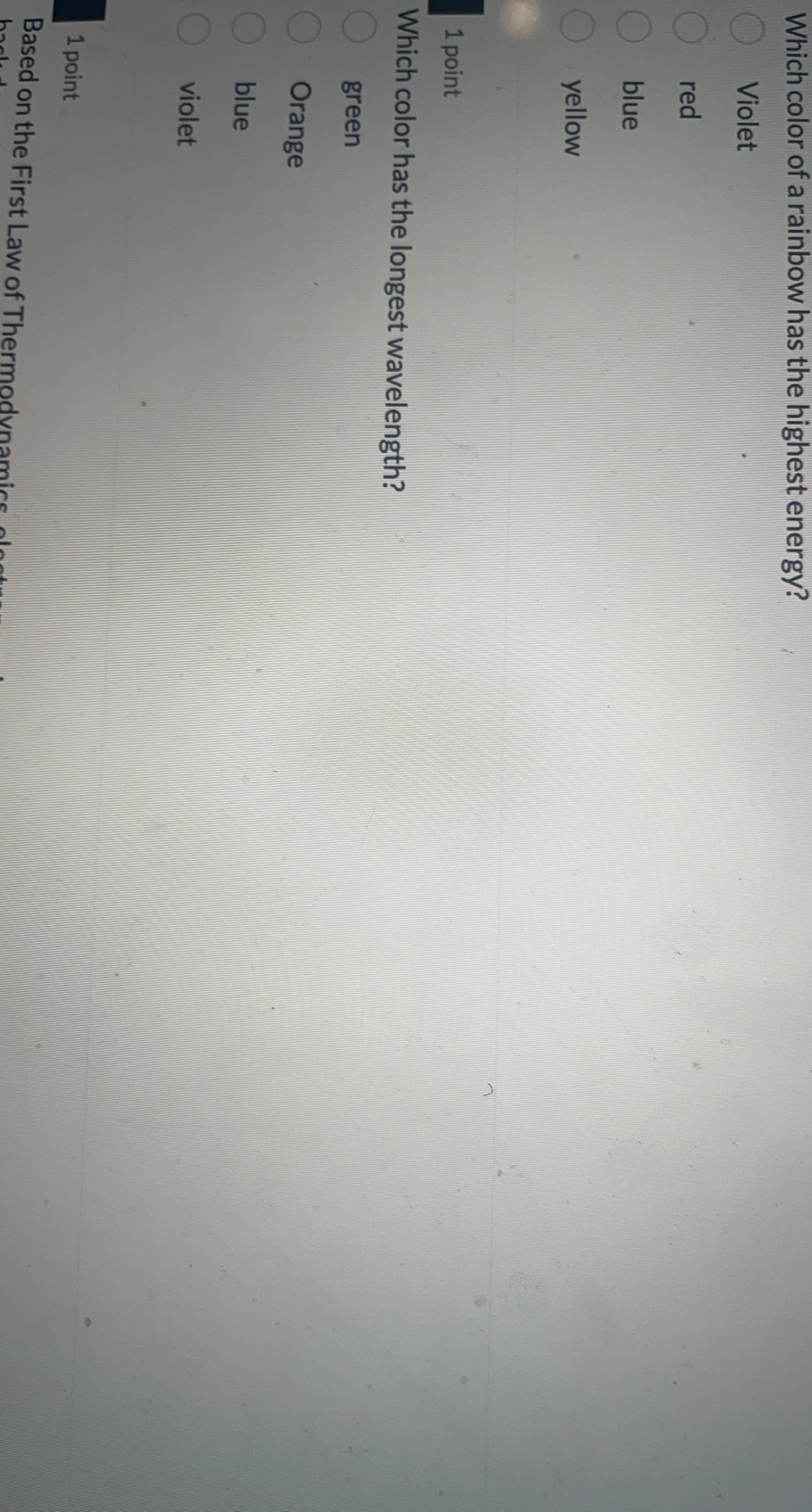 Solved Which color of a rainbow has the highest energy? | Chegg.com