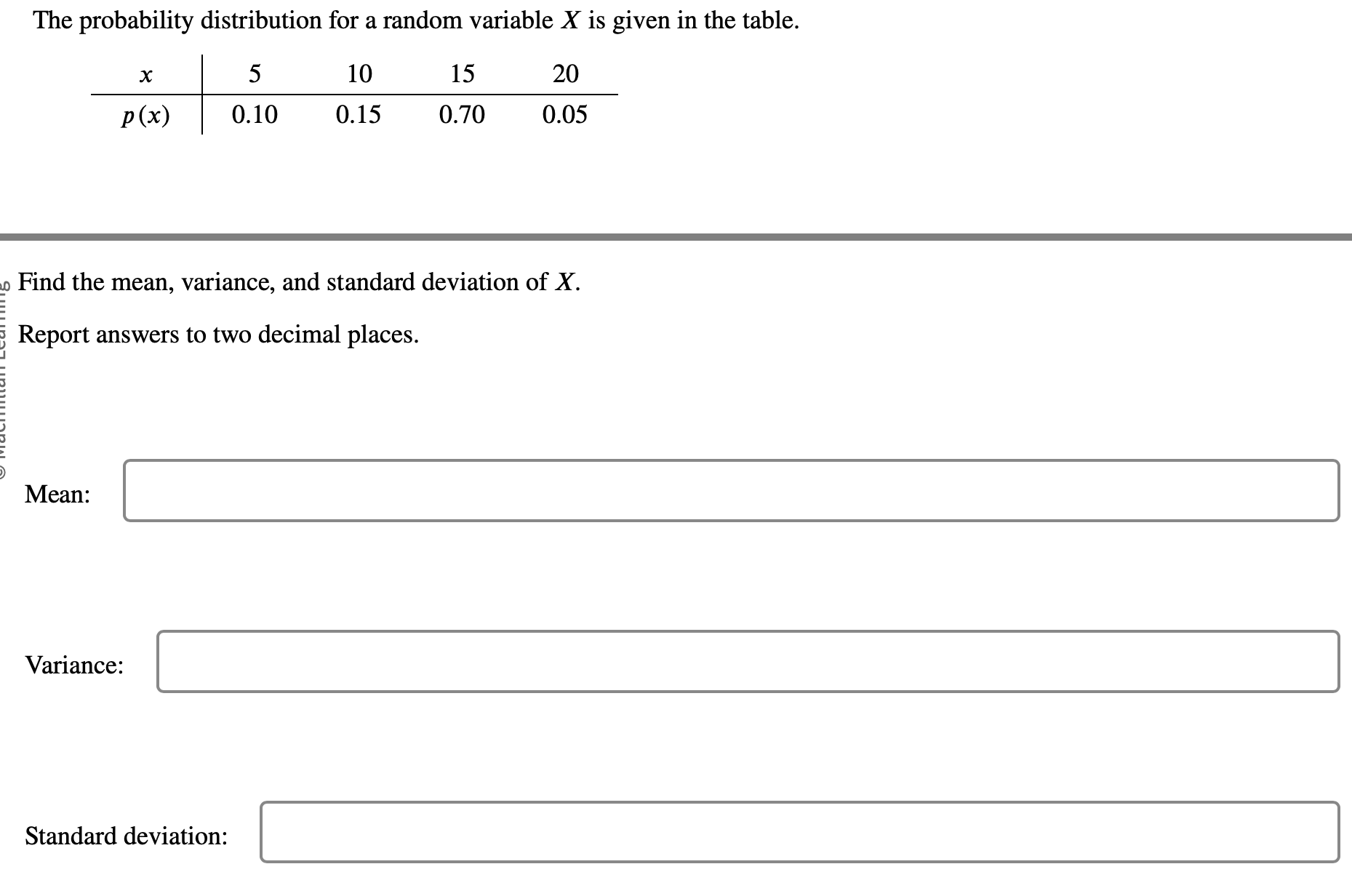Solved The probability distribution for a random variable X | Chegg.com