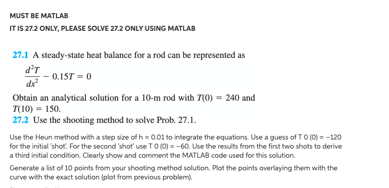Solved MUST BE MATLAB IT IS 27.2 ONLY, PLEASE SOLVE 27.2 | Chegg.com