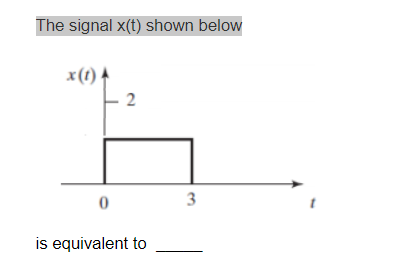 Solved The signal x(t) shown below is equivalent to | Chegg.com