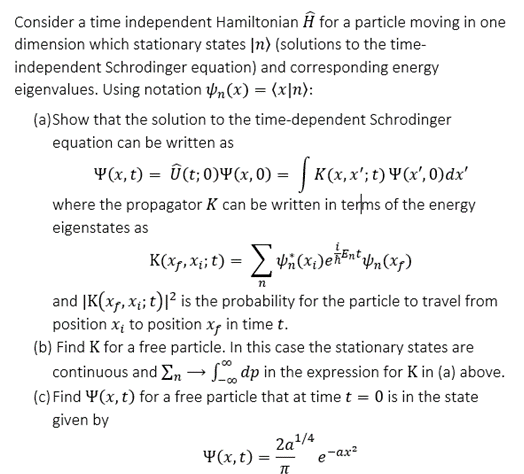 Solved Consider a time independent Hamiltonian Ê for a | Chegg.com