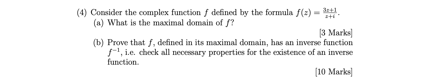 Solved 32+1 zti (4) Consider the complex function f defined | Chegg.com