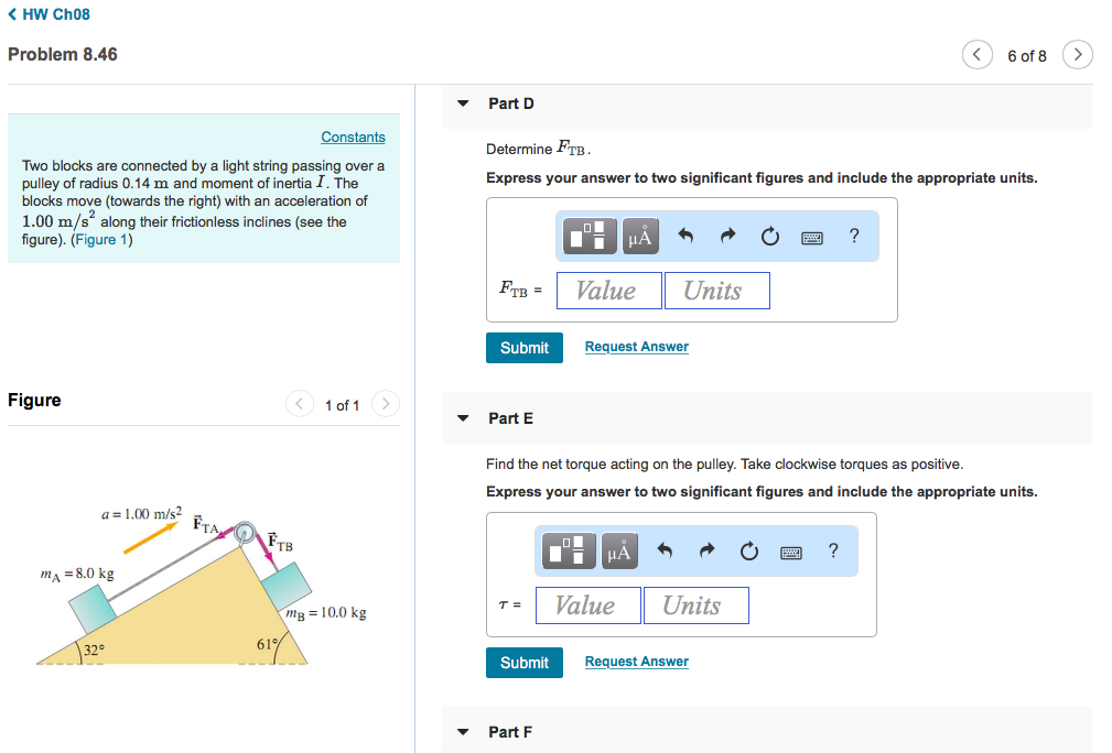 Solved Two blocks are connected by a light string passing | Chegg.com