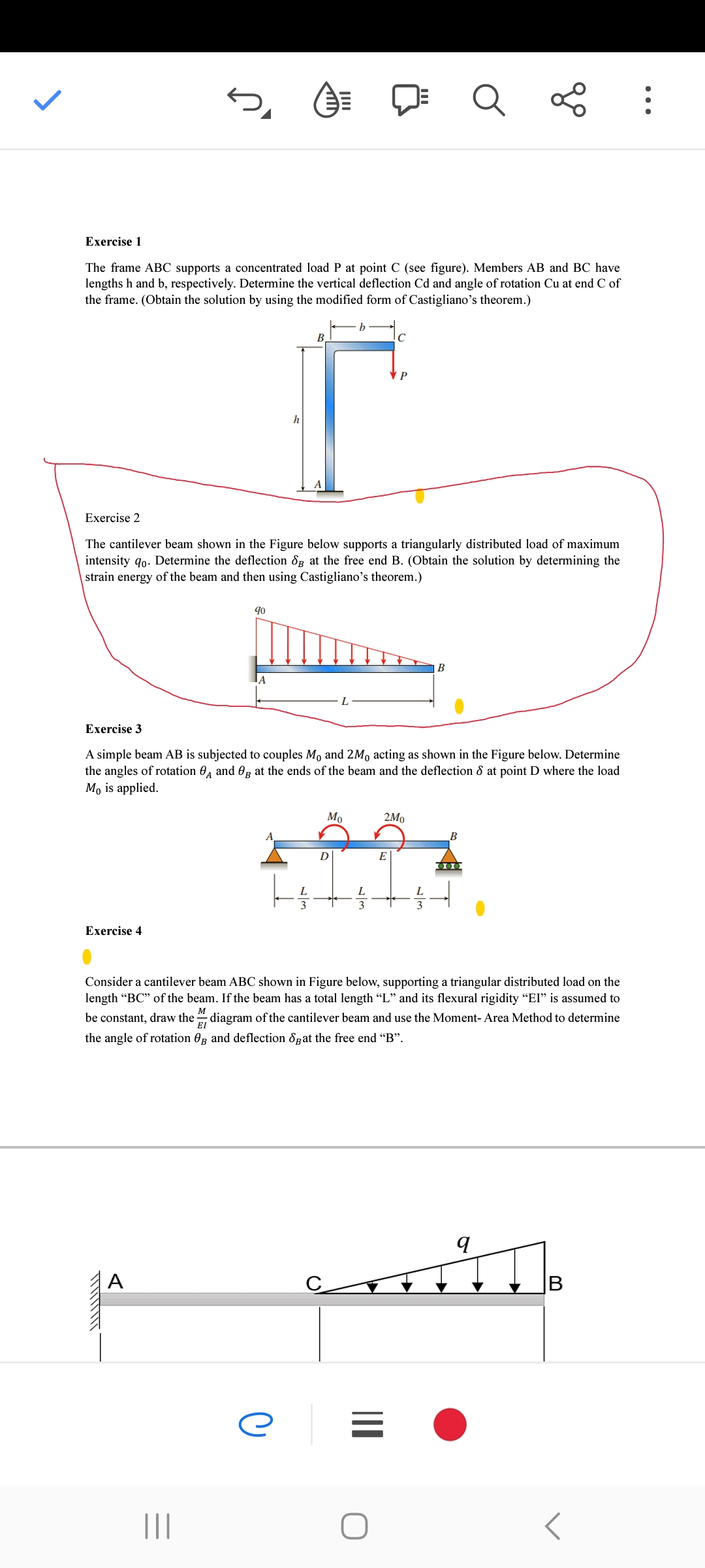 Solved Exercise 1 The frame ABC supports a concentrated load | Chegg.com