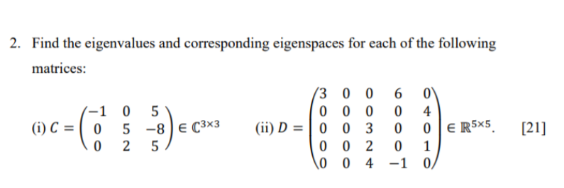 Solved 2. Find the eigenvalues and corresponding eigenspaces | Chegg.com