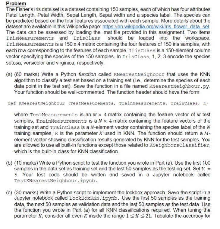 Solved Problem The Fisher's Iris data set is a dataset | Chegg.com