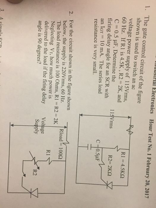 Solved The gate control circuit of the figure shown is used | Chegg.com
