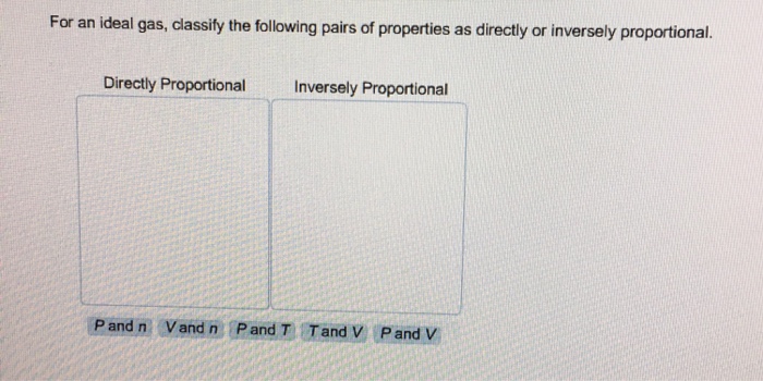 Solved For an ideal gas, classify the following pairs of | Chegg.com Solved For an ideal gas, classify the following pairs of | Chegg.com