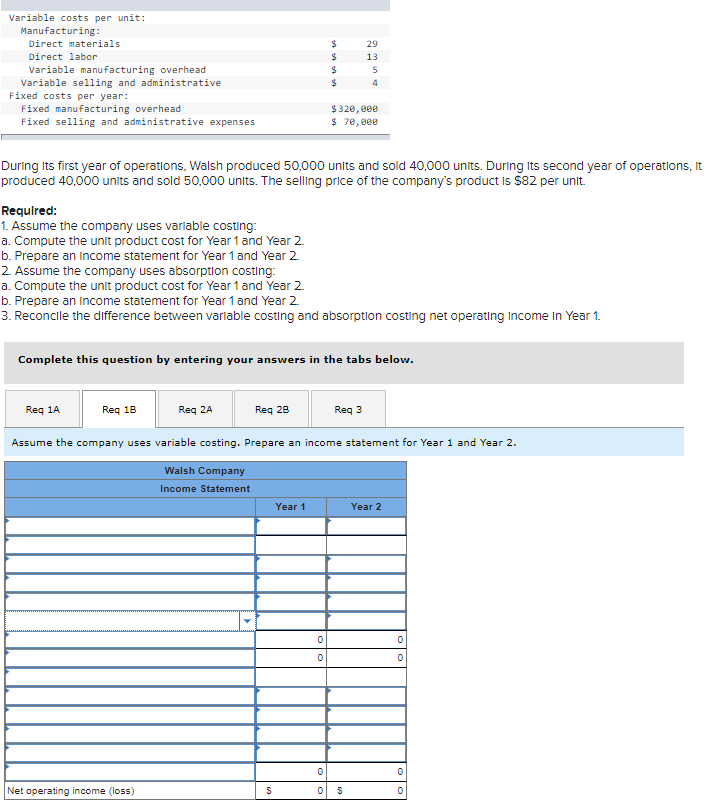 Solved Variable costs per unit: Manufacturing: Direct | Chegg.com