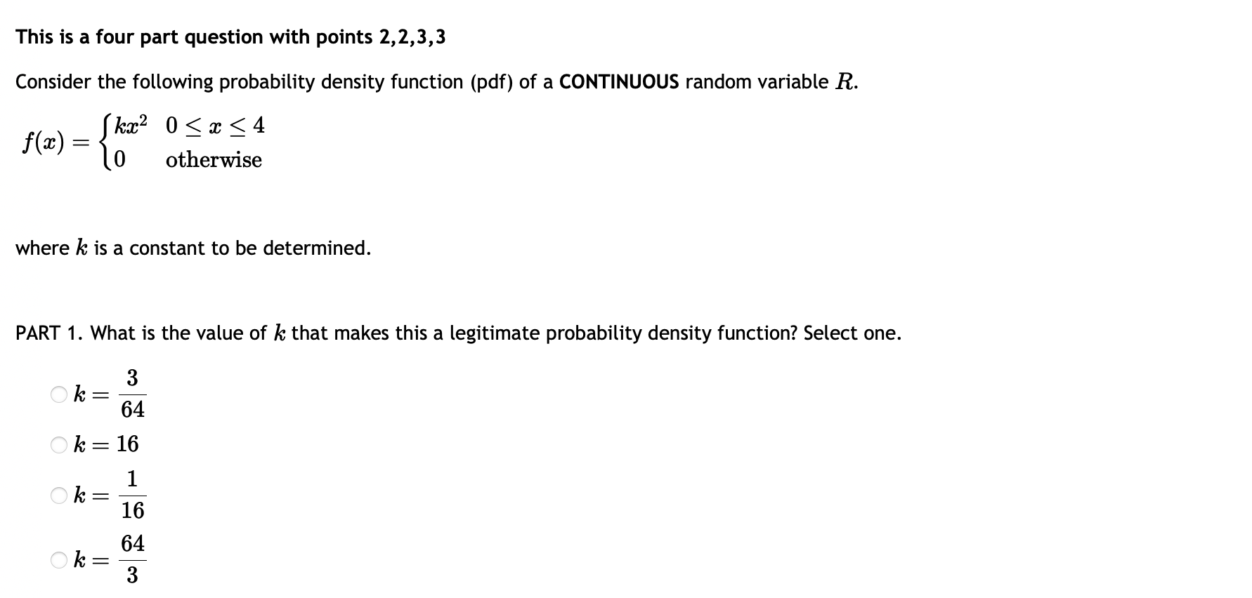 Solved This is a four part question with points 2,2,3,3 | Chegg.com