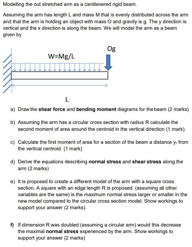 Solved Modelling the out stretched arm as a cantilevered | Chegg.com