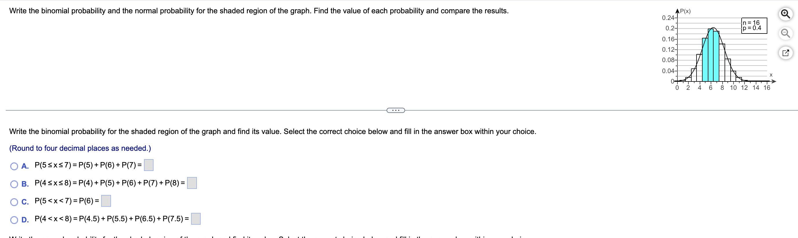 Solved For each binomial probability statement below, | Chegg.com