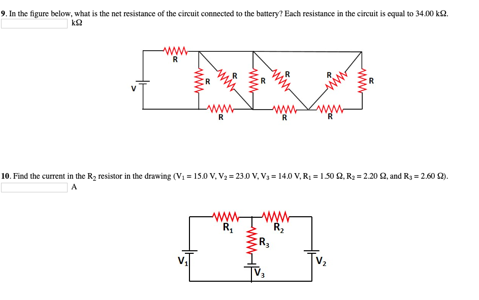 Solved 9. In the figure below, what is the net resistance of | Chegg.com