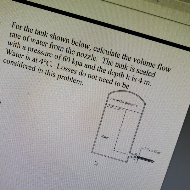 Solved For the tank shown below, calculate the volume flow | Chegg.com