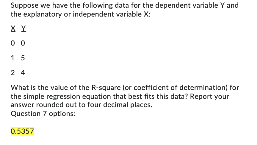 Solved Suppose we have the following data for the dependent | Chegg.com