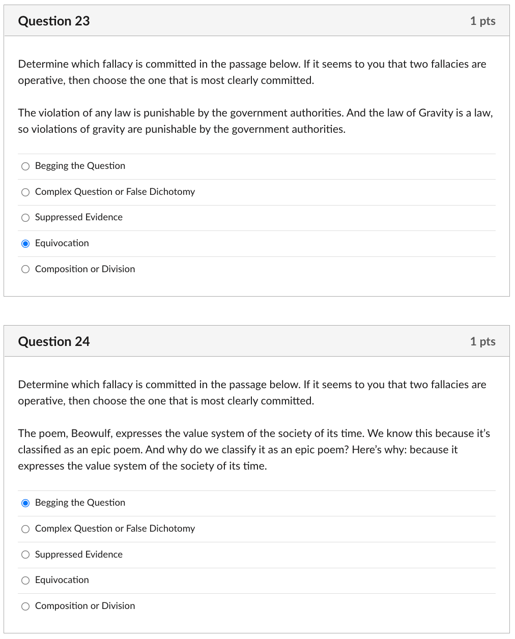 Solved Fallacies of Presumption, Ambiguity and Grammatical | Chegg.com