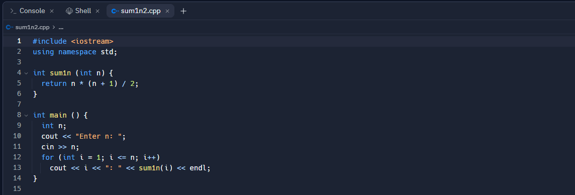 Solved Please see the source code in file sum1n2.cpp. The | Chegg.com