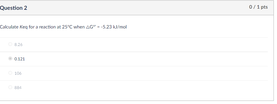 Solved Question 2Calculate Keq for a reaction at 25°C ﻿when | Chegg.com