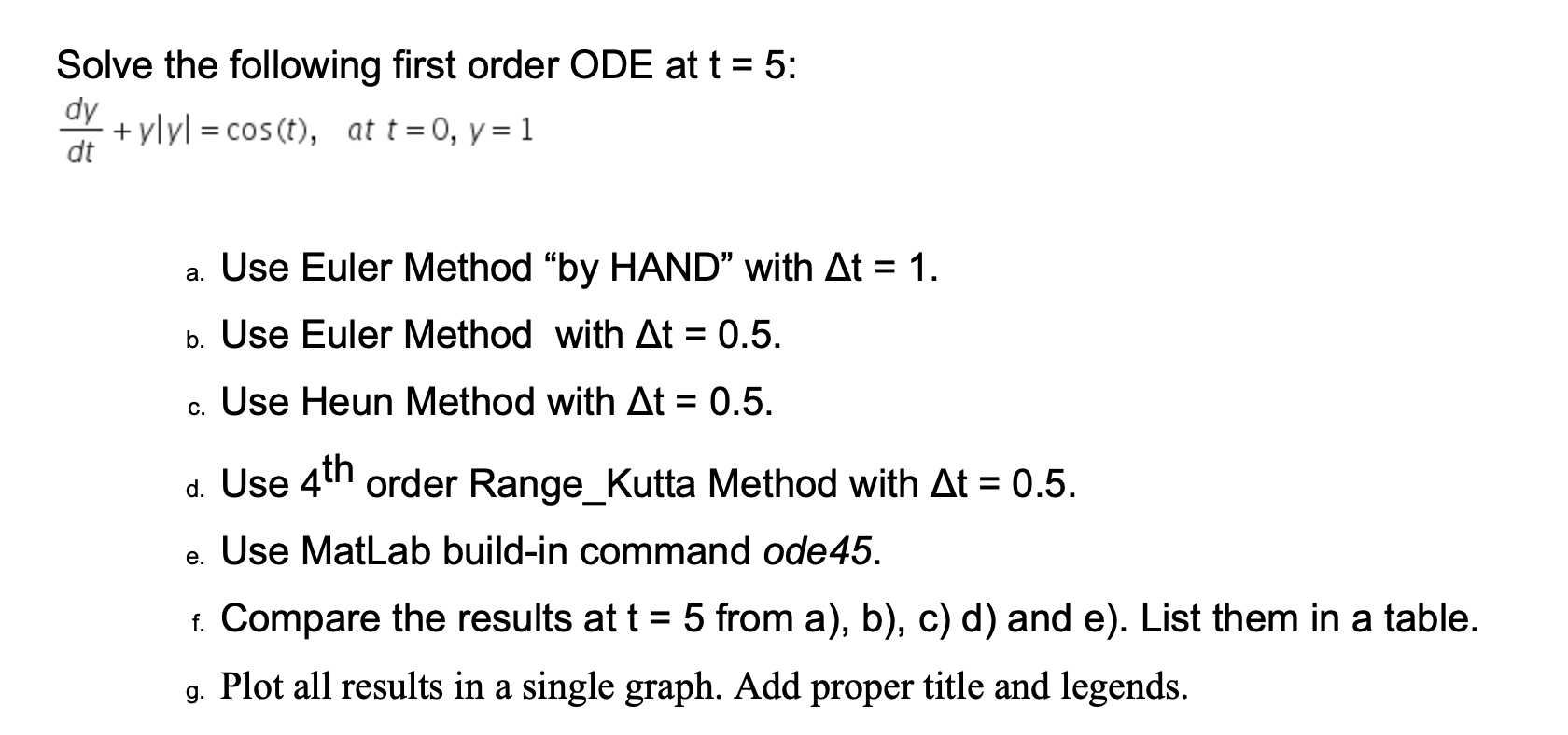 Solved Solve The Following First Order Ode At T 5 Dy 1265