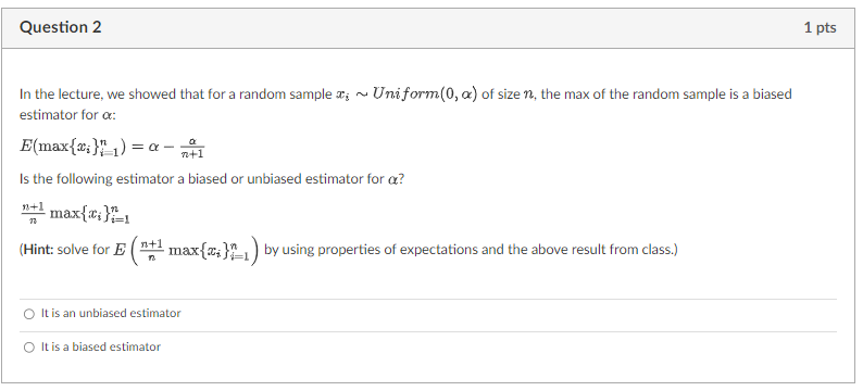 Solved In the lecture, we showed that for a random sample | Chegg.com