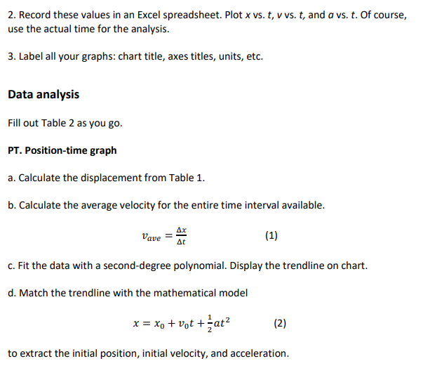 Solved 2. Record these values in an Excel spreadsheet. Plot | Chegg.com