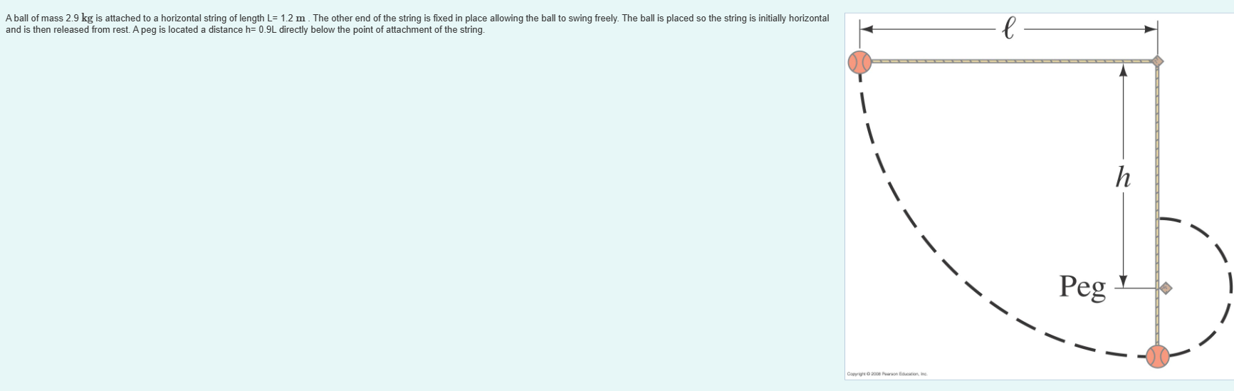 Solved A ball of mass 2.9kg is attached to a horizontal | Chegg.com